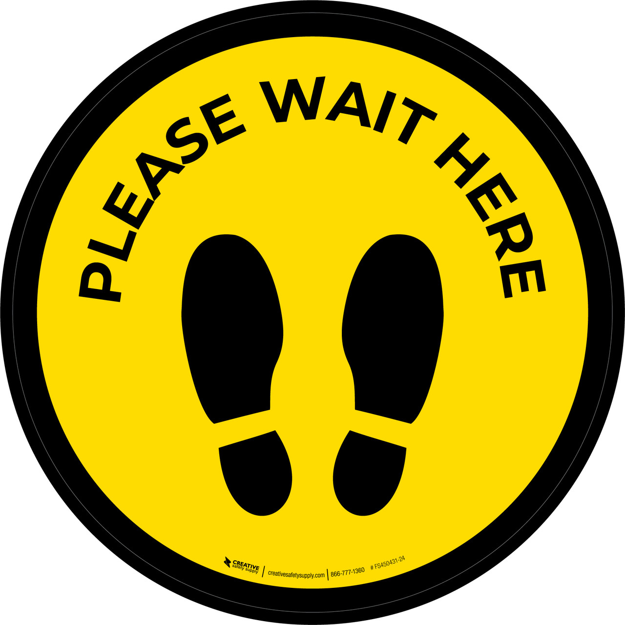 Please Wait Here Yellow with Icon Circular - Floor Sign | Creative ...