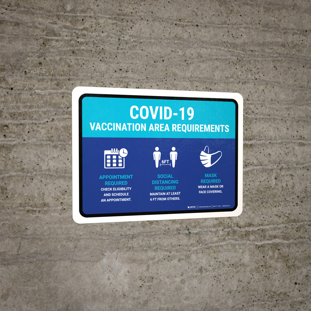 Covid-19 - Vaccination Area Requirements Landscape - Wall Sign