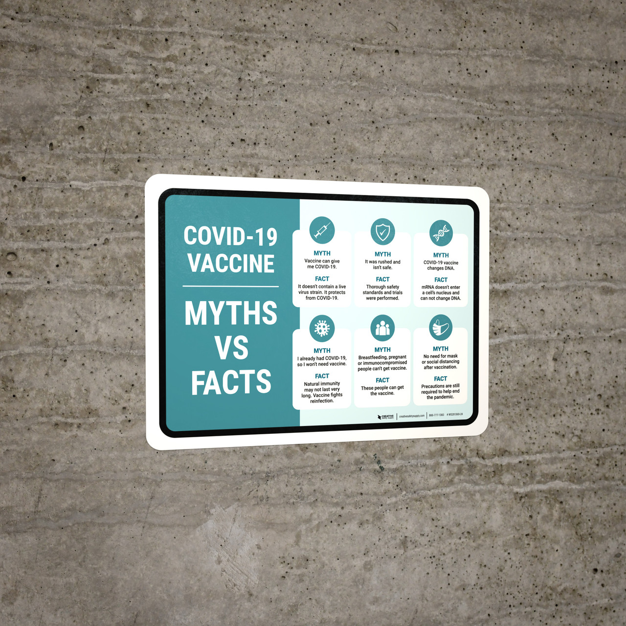 Covid-19 Vaccine Facts Vs Myths Landscape - Wall Sign