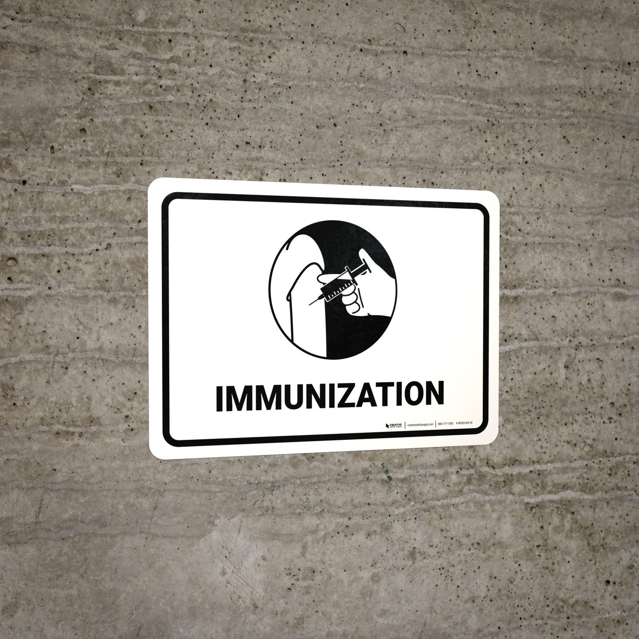 Immunization with Vaccine Injection Icon Landscape - Wall Sign