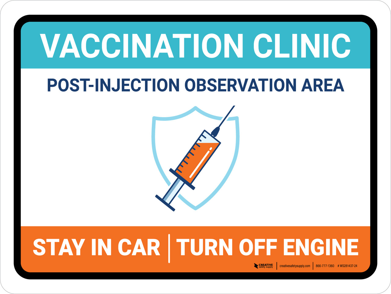 Vaccination Clinic: Post-Injection Observation Area Landscape - Wall Sign
