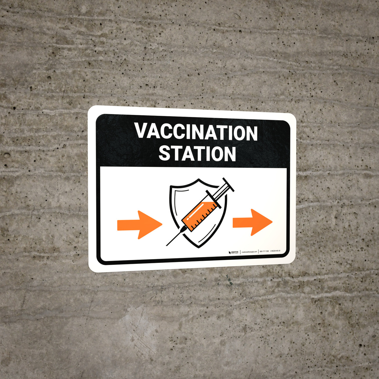 Vaccination Station Right Arrow Landscape - Wall Sign | Creative Safety ...