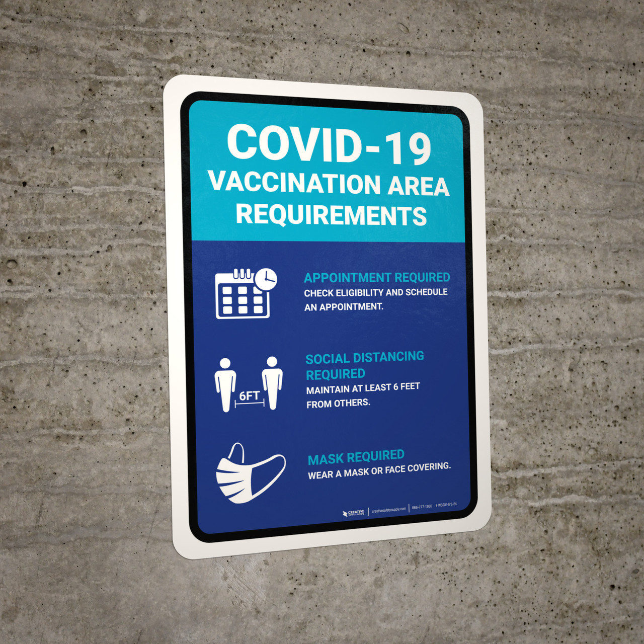 Covid-19 Vaccination Area Portrait - Wall Sign