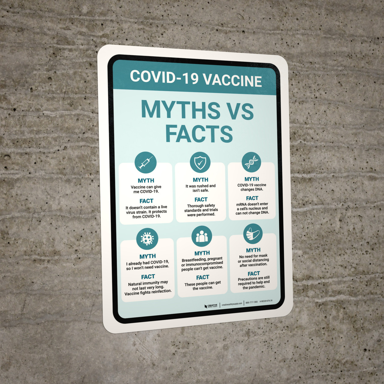 Covid-19 Vaccine: Facts Vs Myths Portrait - Wall Sign