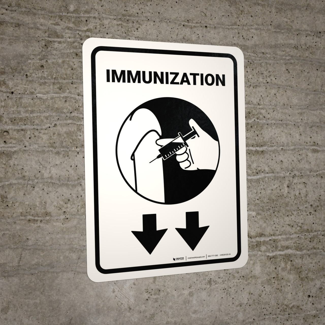 Immunization with Vaccine Injection Icon Down Arrow Portrait - Wall ...