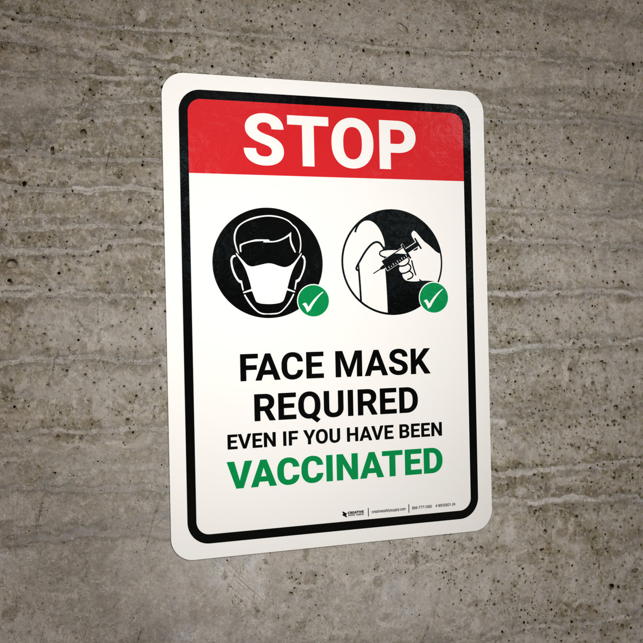 STOP: Face Mask Required Even If You Have Been Vaccinated Portrait ...