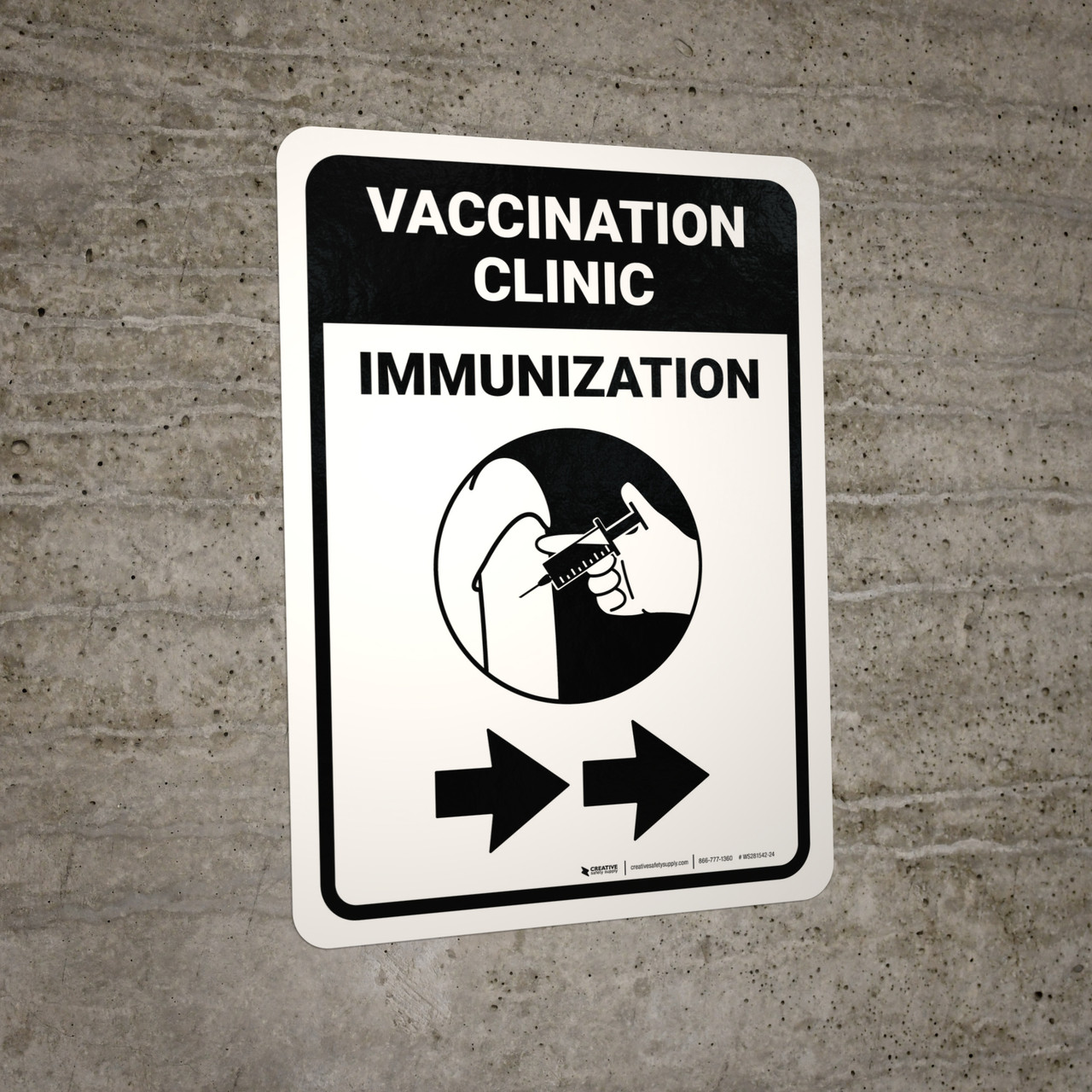 Vaccination Clinic: Immunization Right Arrow Portrait - Wall Sign