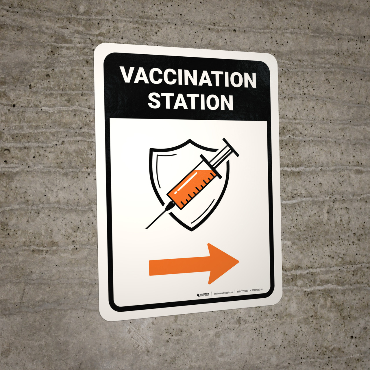 Vaccination Station Right Arrow Portrait - Wall Sign | Creative Safety ...