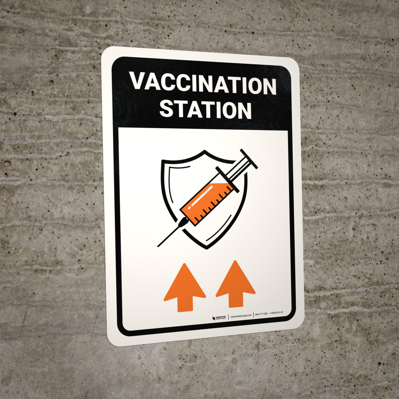 Vaccination Station Up Arrow Portrait - Wall Sign