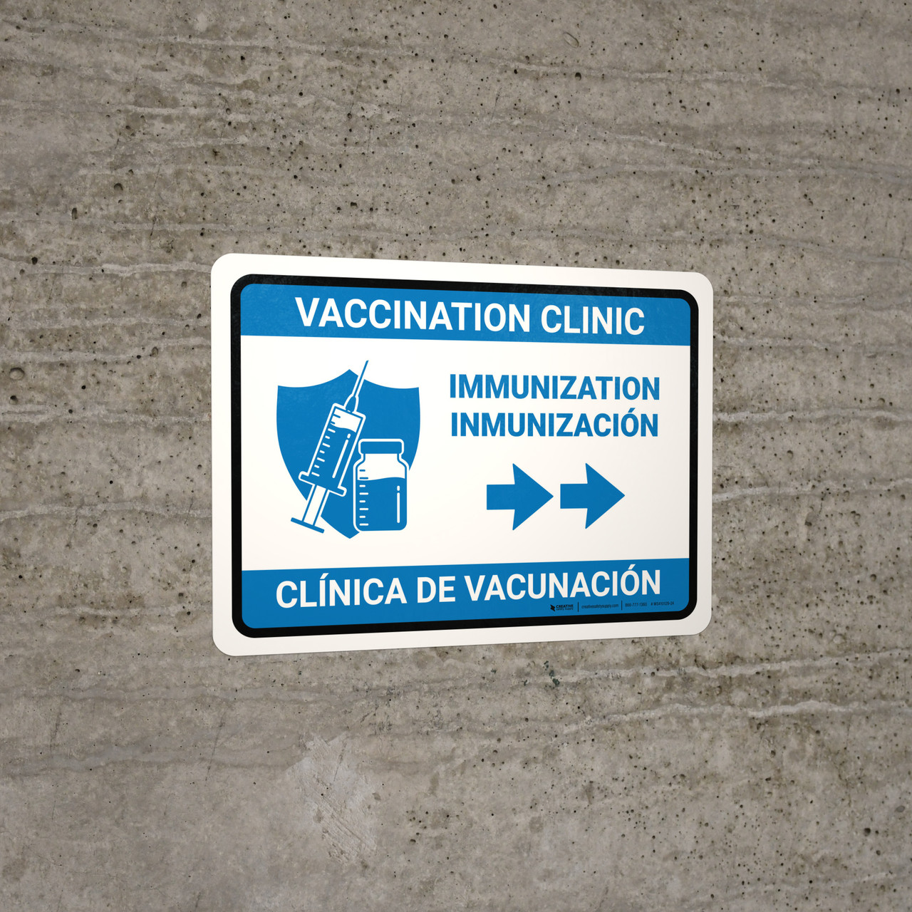 Vaccination Clinic Immunization Right Arrow Bilingual Spanish Blue ...