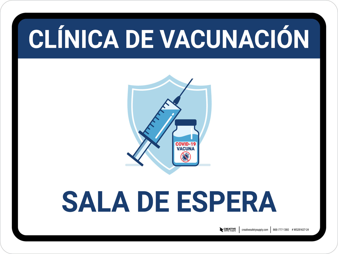 Vaccination Clinic: Waiting Area Blue Spanish Landscape - Wall Sign