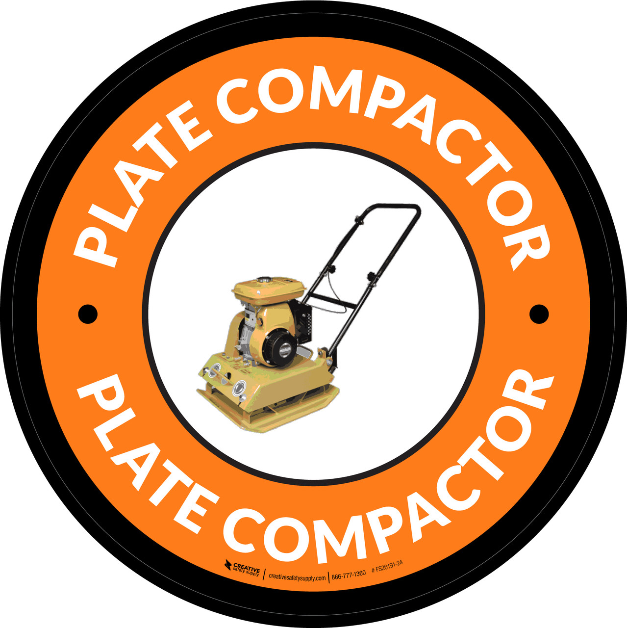 Plate Compactor Orange Circular - Floor Sign