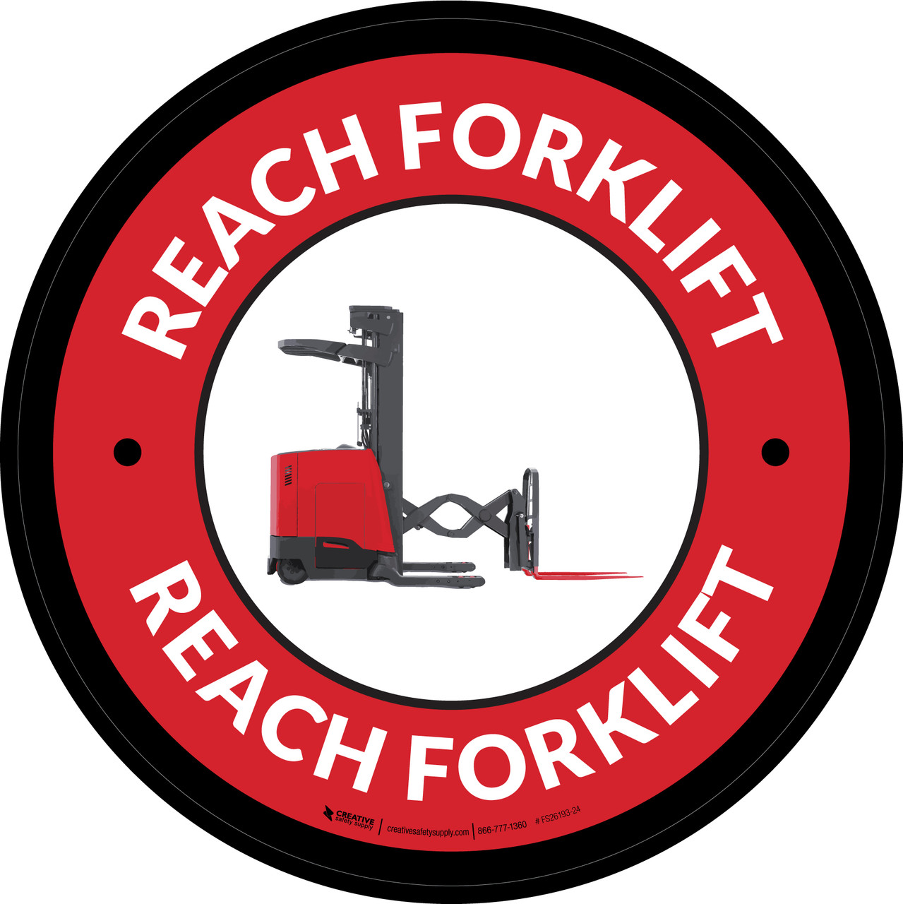 Reach Forklift Red Circular - Floor Sign