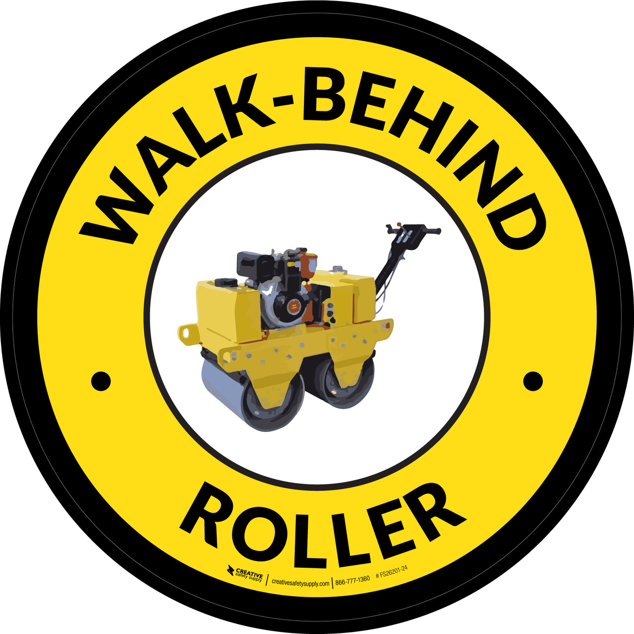Walk-Behind Roller Yellow Circular - Floor Sign