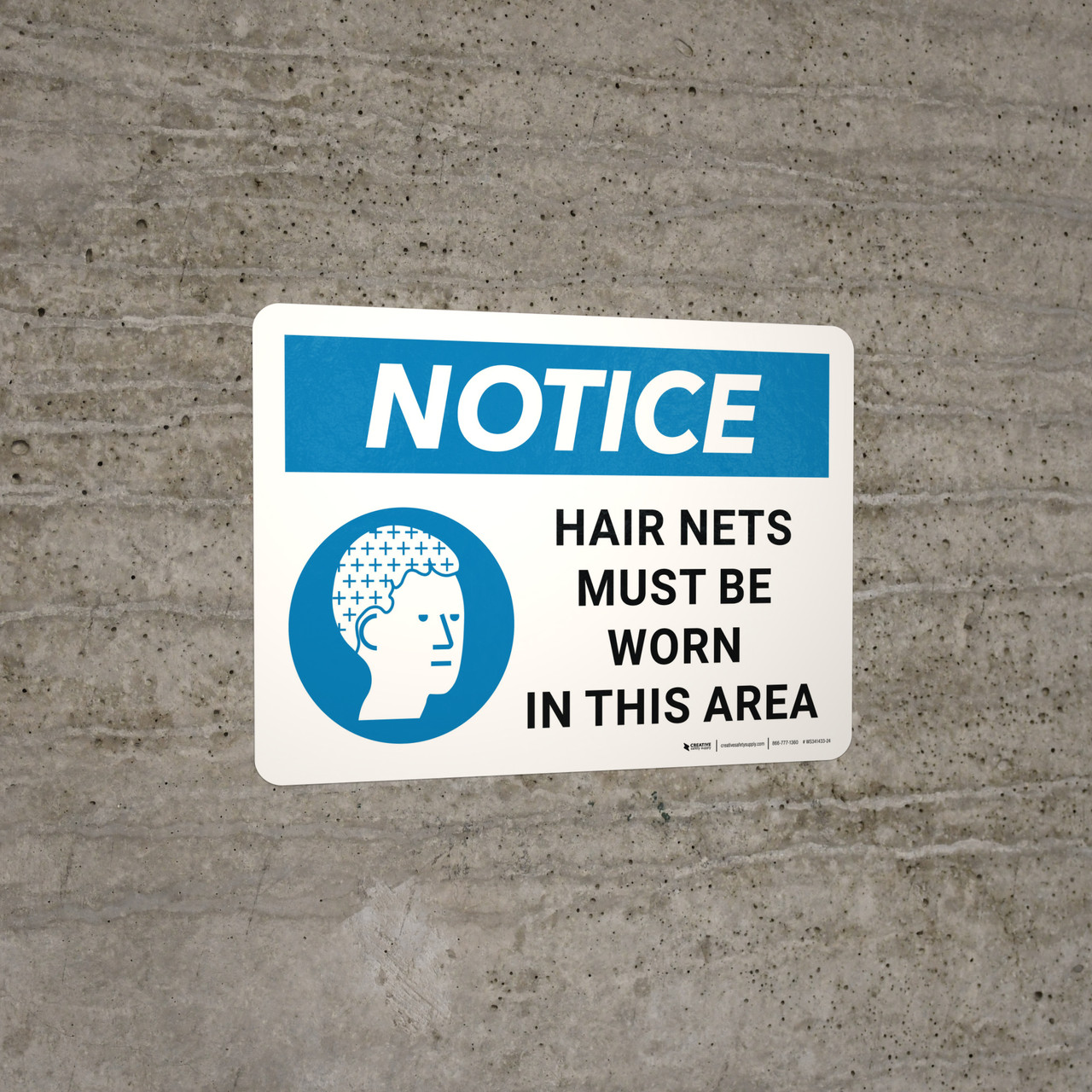 Notice: Hair Nets Must Be Worn In This Area Landscape - Wall Sign ...