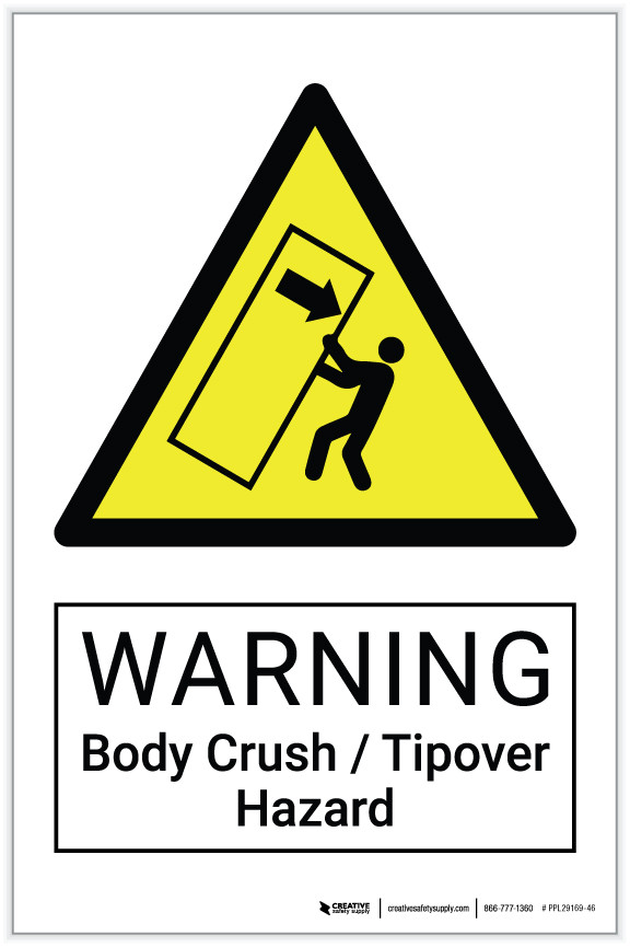 Warning: Body Crush / Tipover Hazard - Label | Creative Safety Supply
