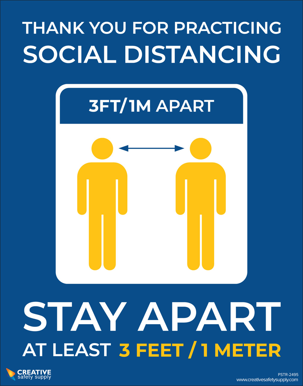 Thank You For Practicing Social Distancing - Stay Apart 3 Feet - Poster