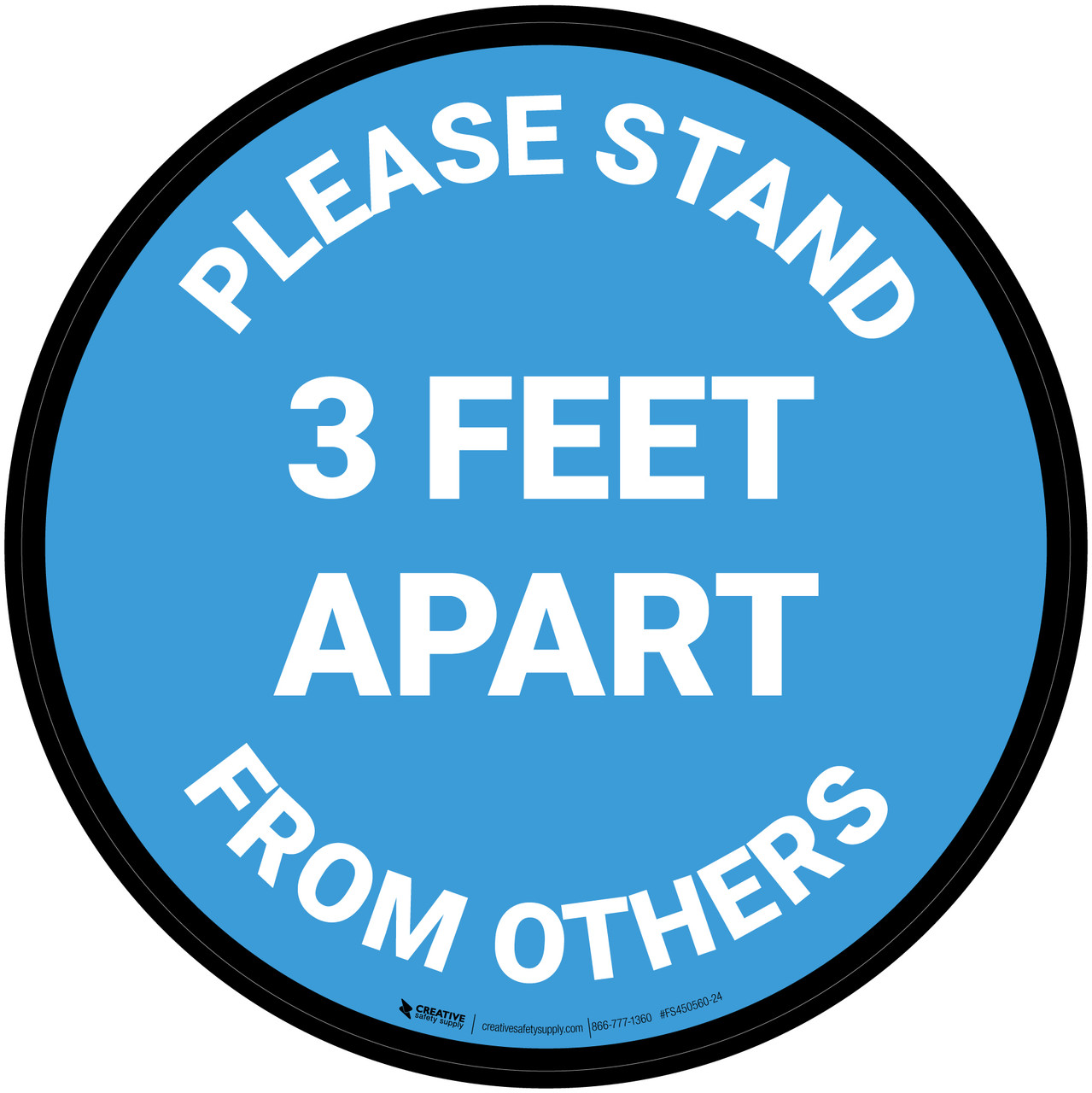 Please Stand 3 Feet Apart From Others Blue - Circular - Floor Sign ...