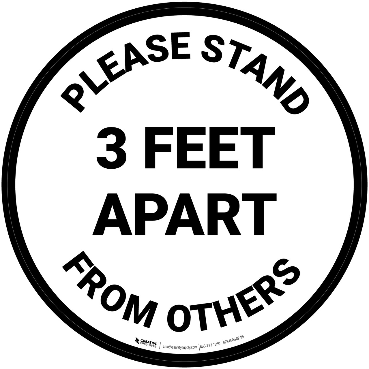 Please Stand 3 Feet Apart From Others - Circular - Floor Sign ...
