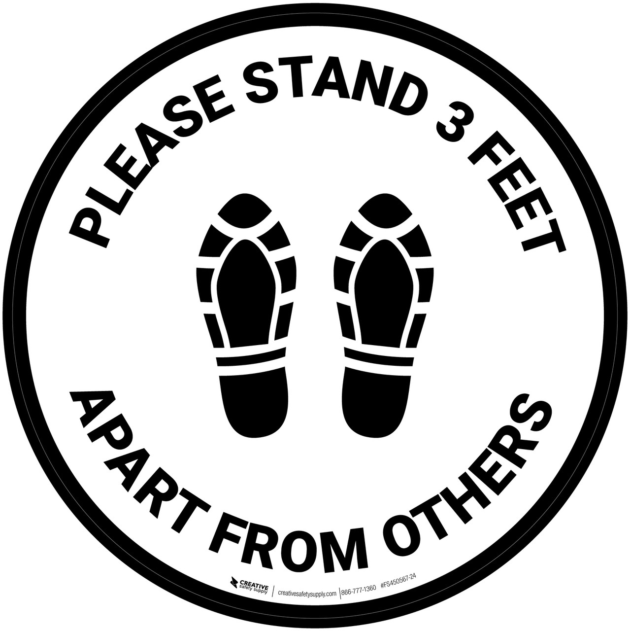 Please Stand 3 Feet Apart From Others Shoe Prints - Circular - Floor Sign
