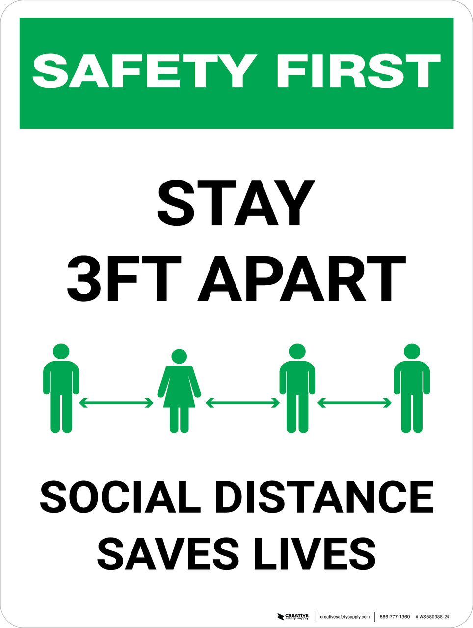 Safety First: Stay 3ft Apart - Social Distance Saves Lives Portrait ...