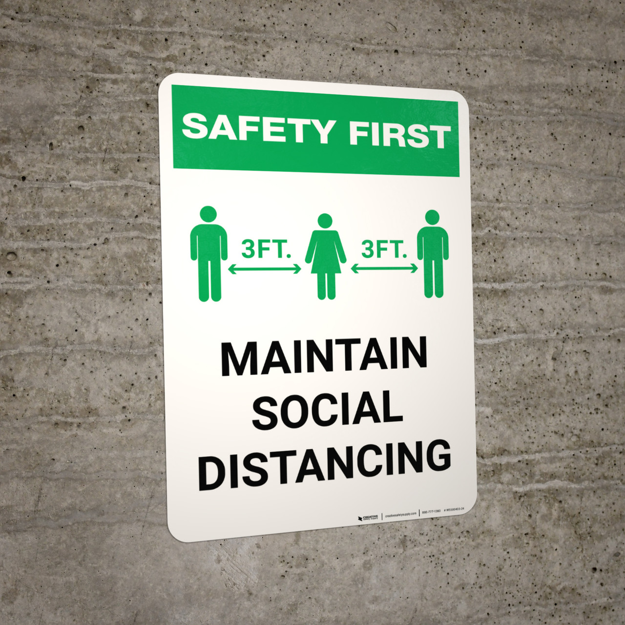 Safety First: Maintain Social Distancing with 3ft Icon Portrait - Wall Sign