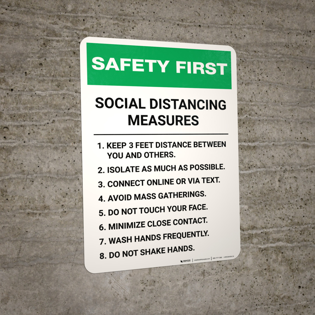 Safety First: Social Distancing Measures 3ft Distance Portrait - Wall Sign