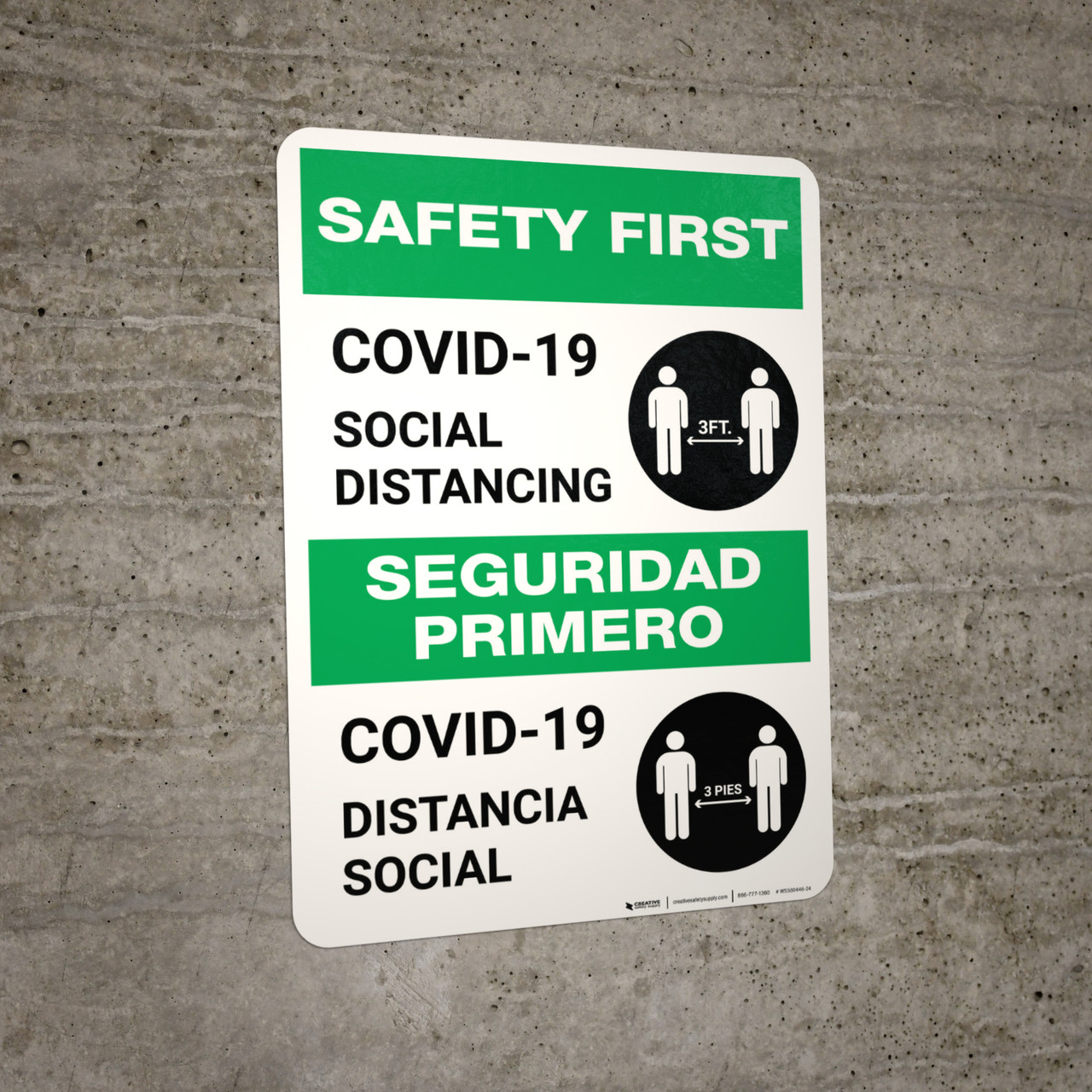 Safety First: COVID-19 Social Distancing Bilingual Spanish with 3ft ...