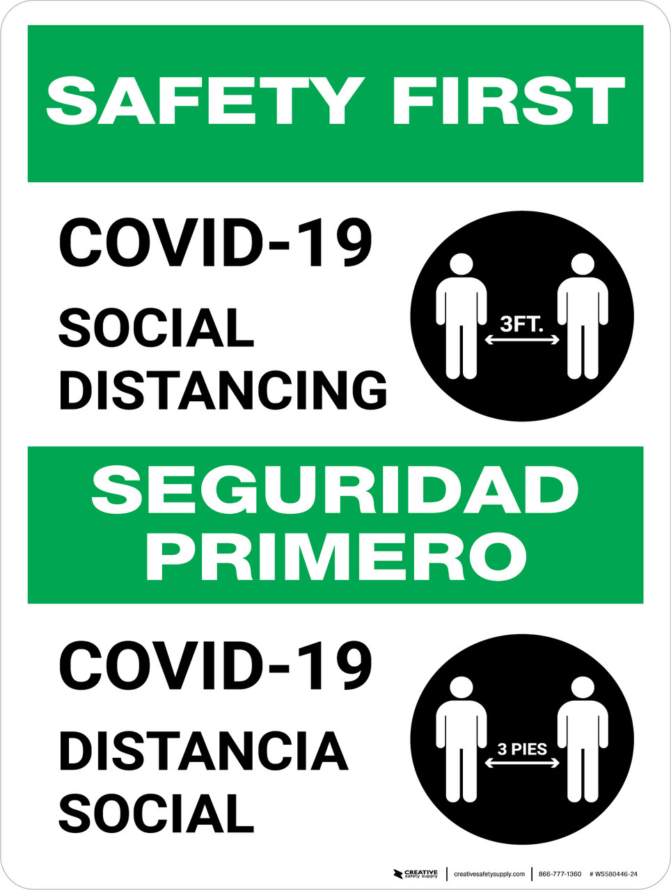 Safety First: COVID-19 Social Distancing Bilingual Spanish with 3ft ...
