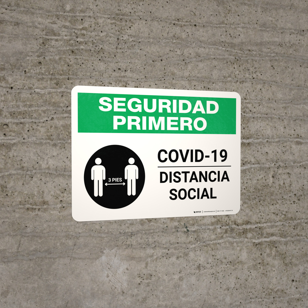 Safety First: COVID-19 Social Distancing Spanish with 3ft Icon ...