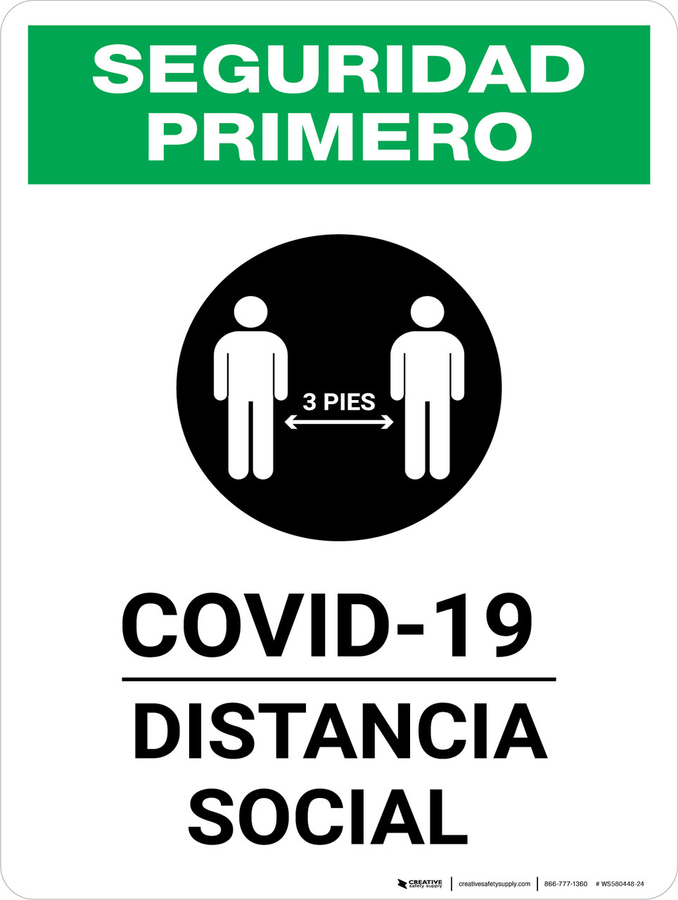 Safety First: COVID-19 Social Distancing Spanish with 3ft Icon Portrait ...