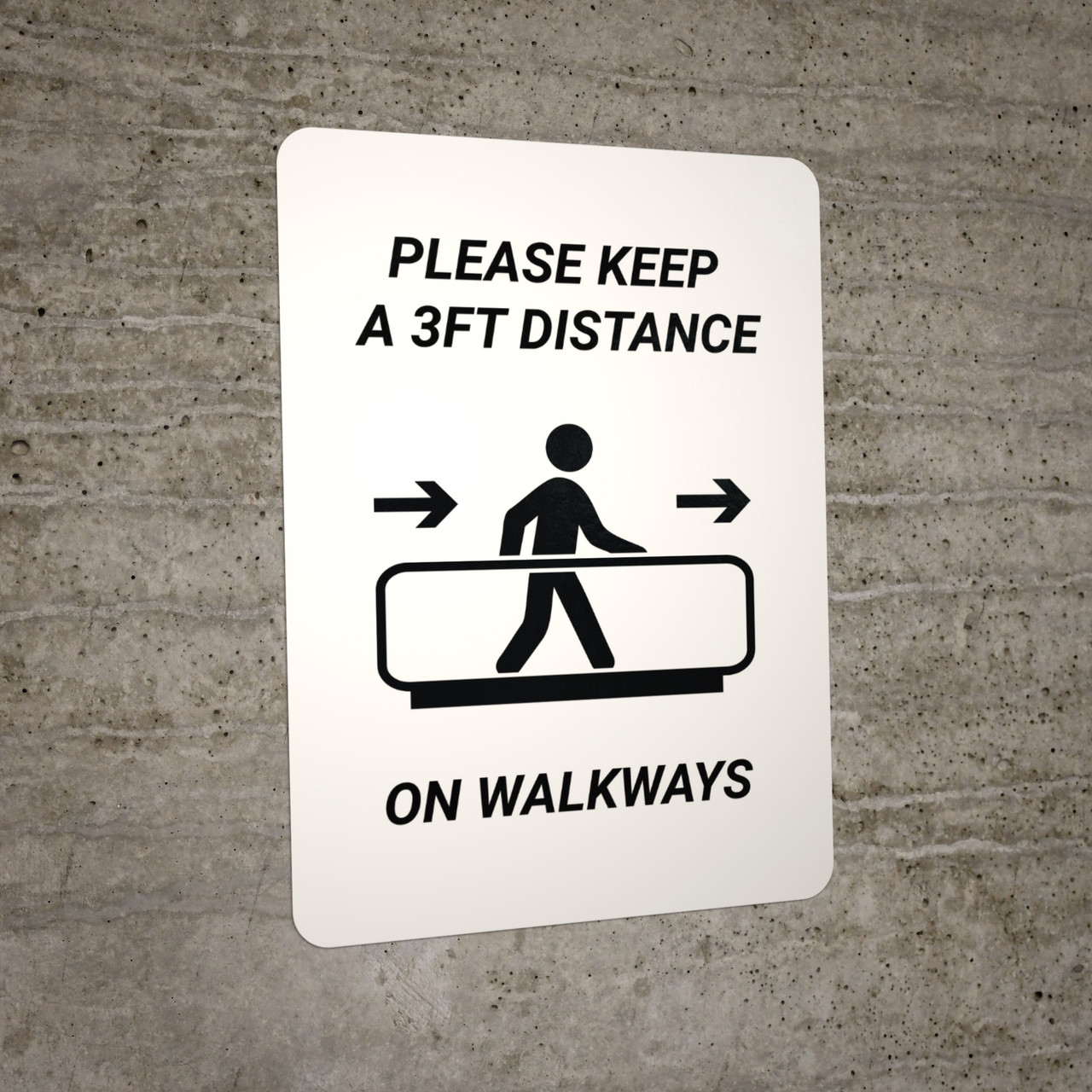 Please Keep a 3ft Distance on walkways Portrait - Wall Sign