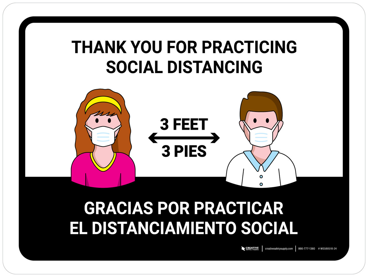 Thank You For Practicing Social Distancing Bilingual Spanish with 3ft ...