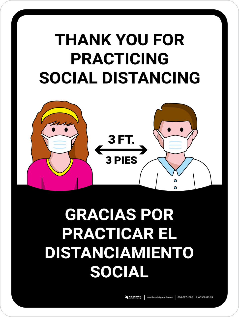 Thank You For Practicing Social Distancing Bilingual Spanish with 3ft ...