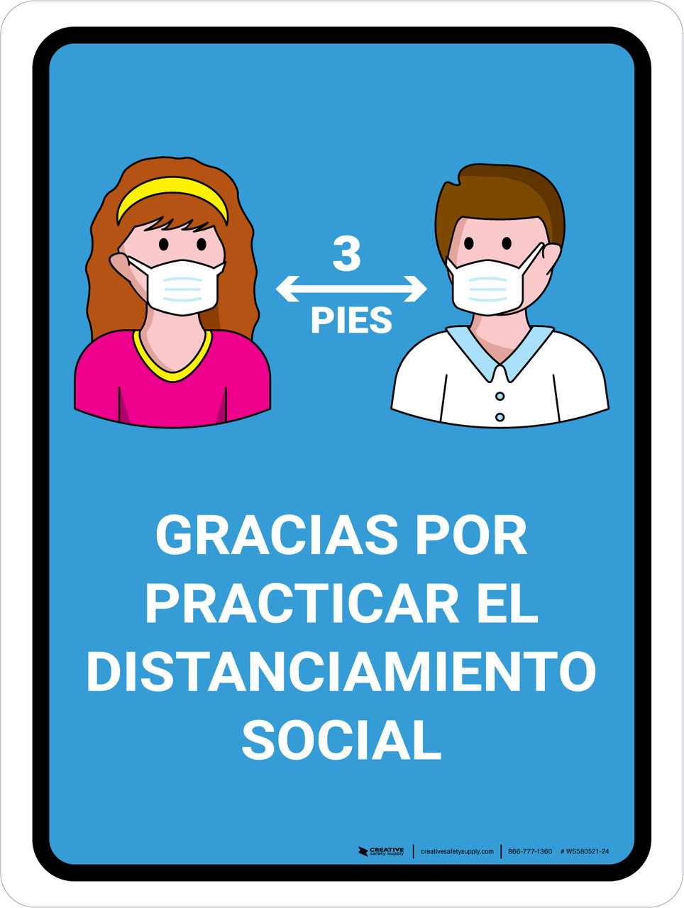 Thank You For Practicing Social Distancing Spanish with 3ft Icons Blue ...