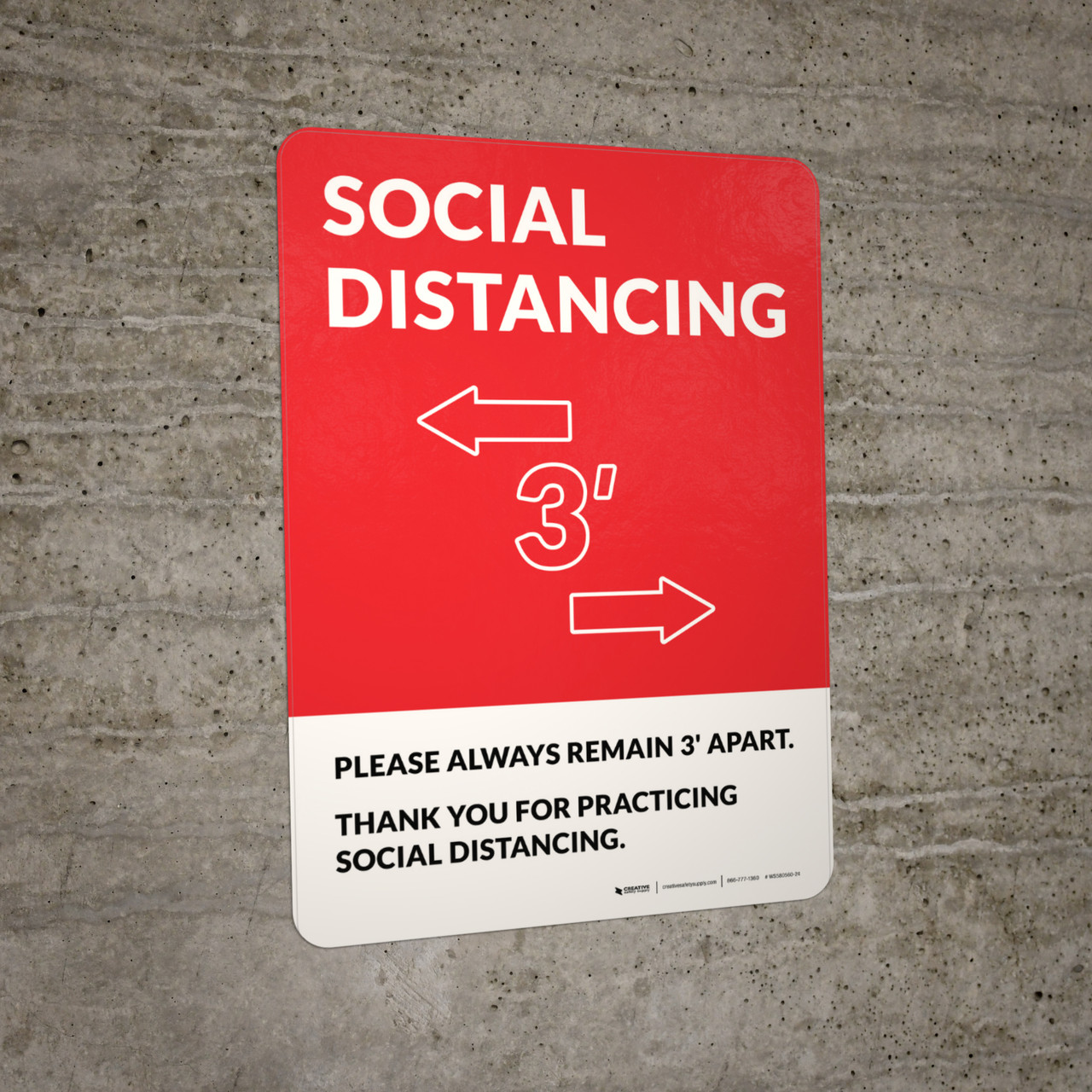 Social Distancing Please Always Remain 3ft Apart with Icon Red Portrait ...