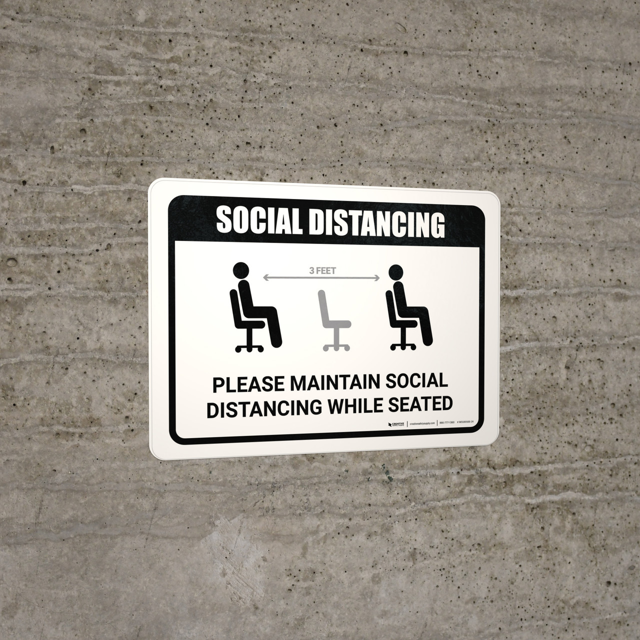 Please Maintain Social Distancing While Seated with 3ft Icon Landscape ...
