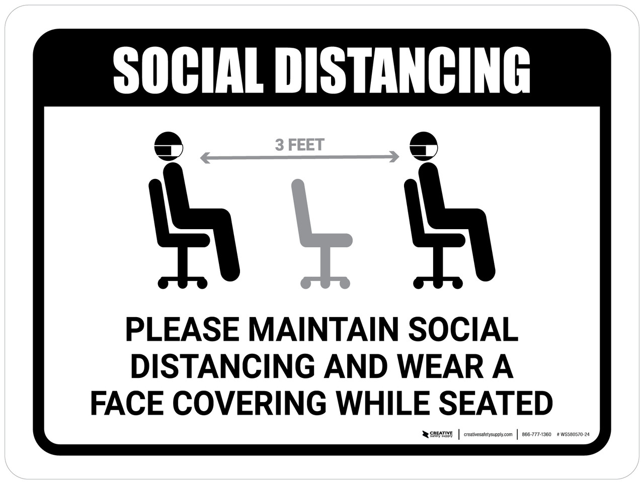 Maintain Social Distancing Wear Face Covering While Seated with 3ft ...