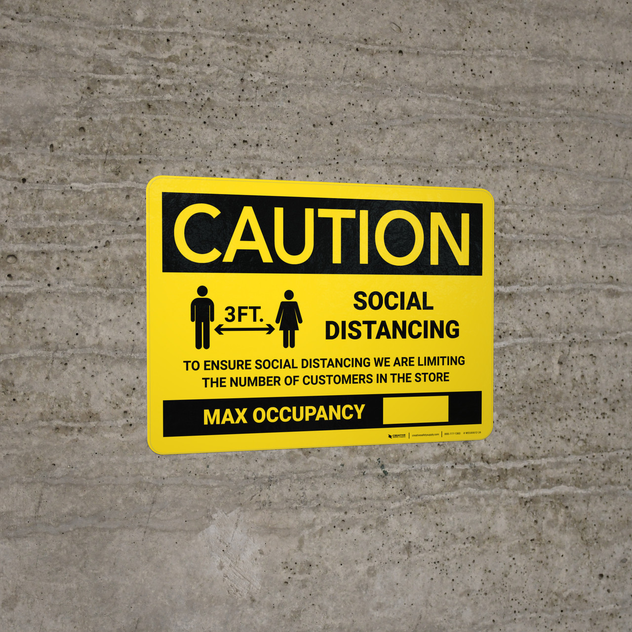 Caution: 3ft Social Distancing Max Occupancy with Icon Landscape - Wall ...
