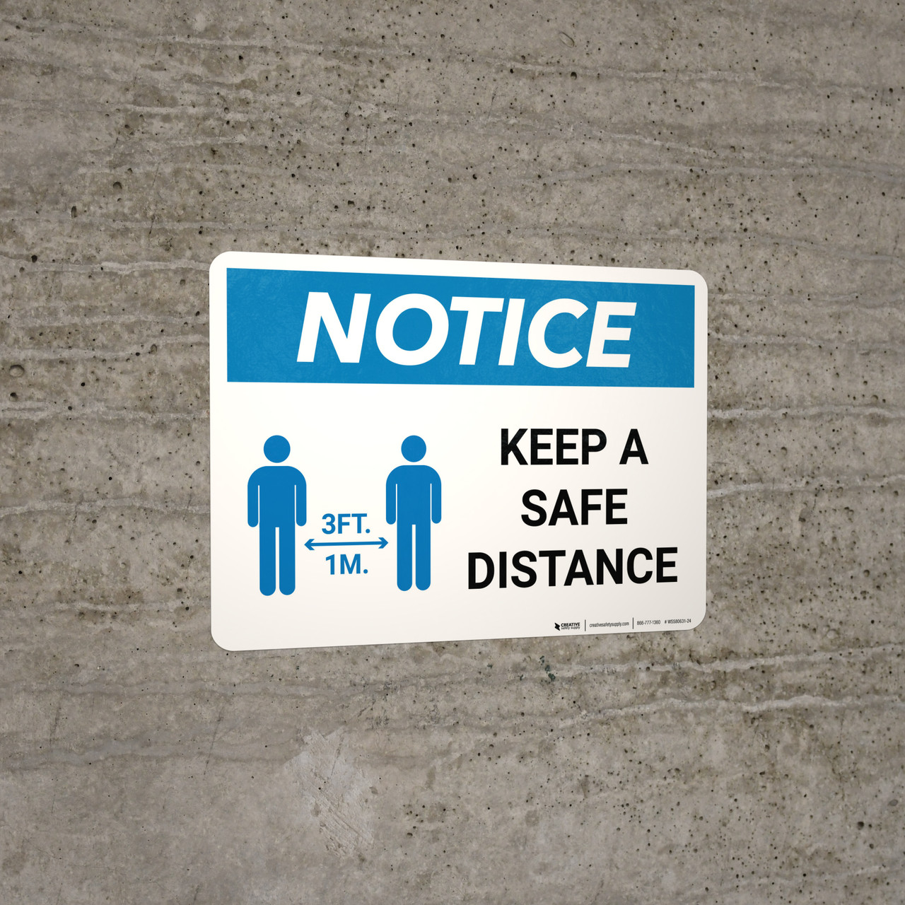 Notice: Keep Distance Maintain 3ft with Icon Landscape - Wall Sign
