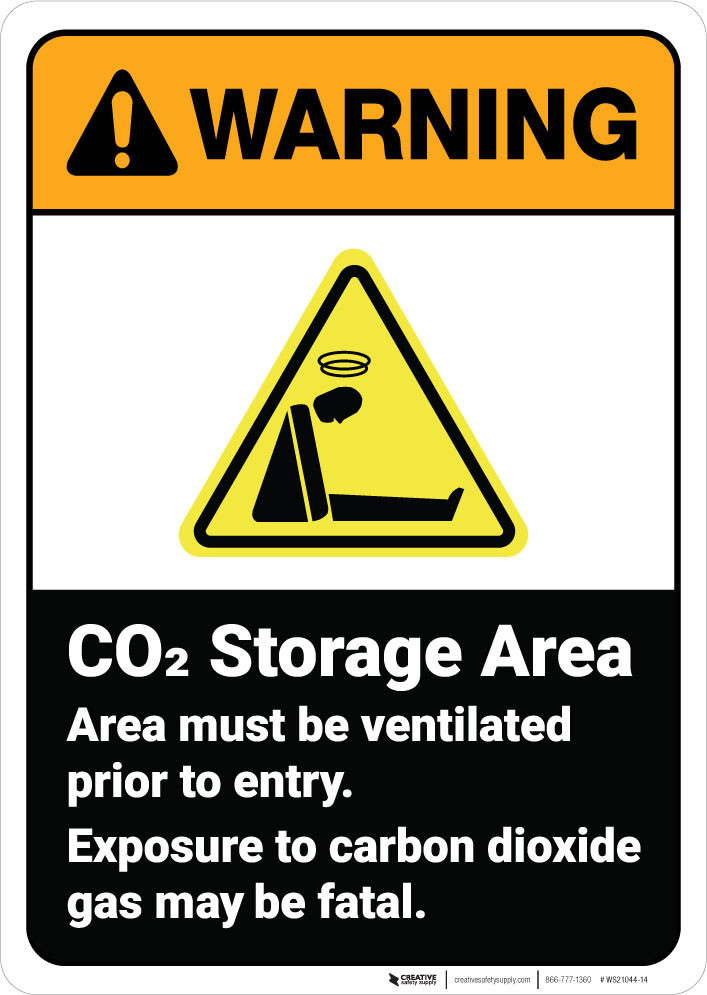 Warning: Co2 Storage Area Ventilated Prior To Entry ANSI - Wall Sign ...