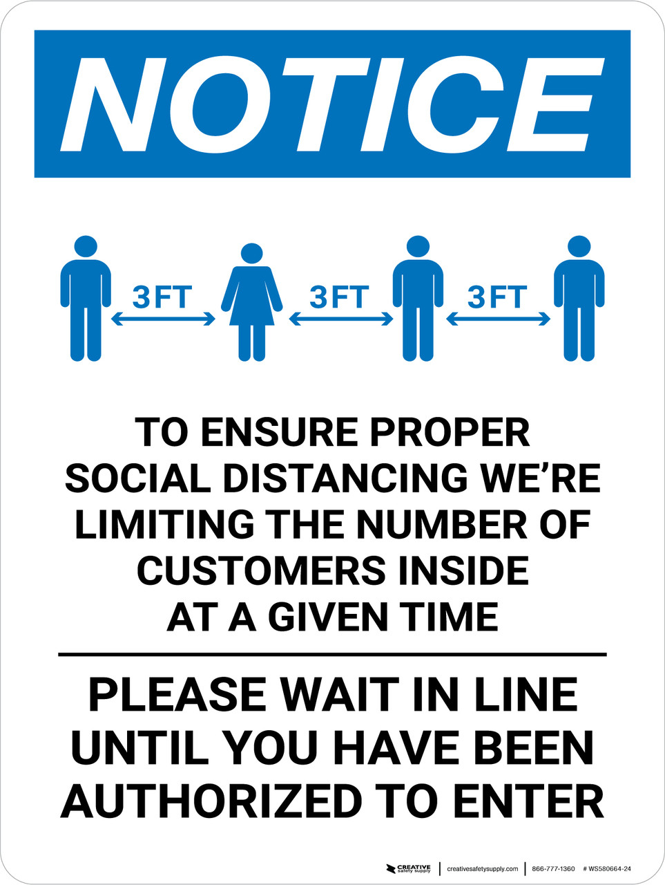 Notice: Social Distancing as a Public Facility with 3ft Icon Portrait ...