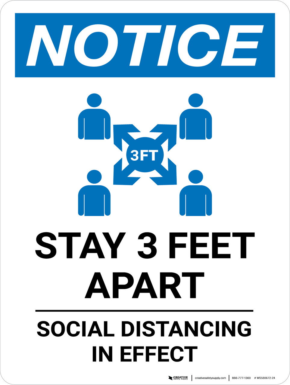 Notice: Stay 3 Feet Apart with Icon Portrait - Wall Sign | Creative ...