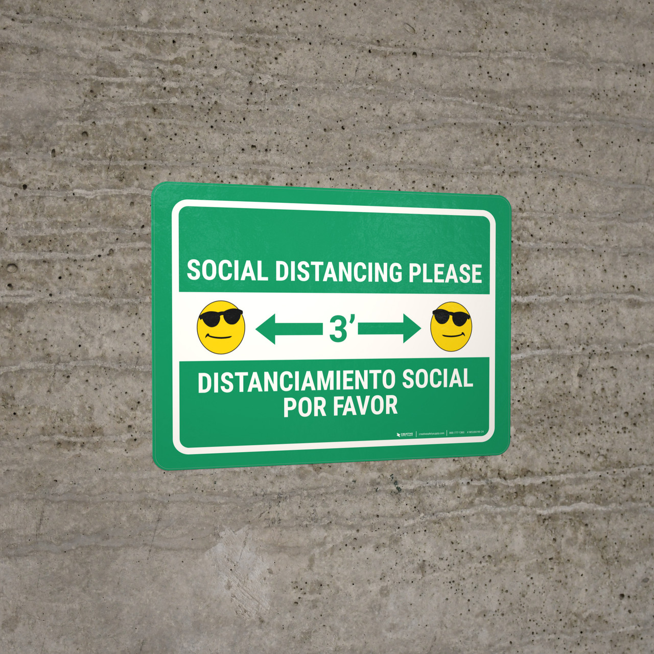 Social Distancing Please with Sunglasses Bilingual Spanish 3ft Emoji ...