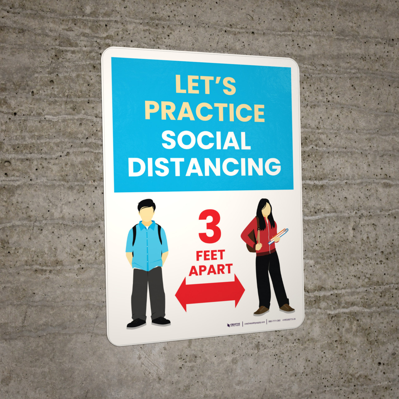 School Safety: Lets Practice Social Distancing - 3 Feet Apart Blue ...