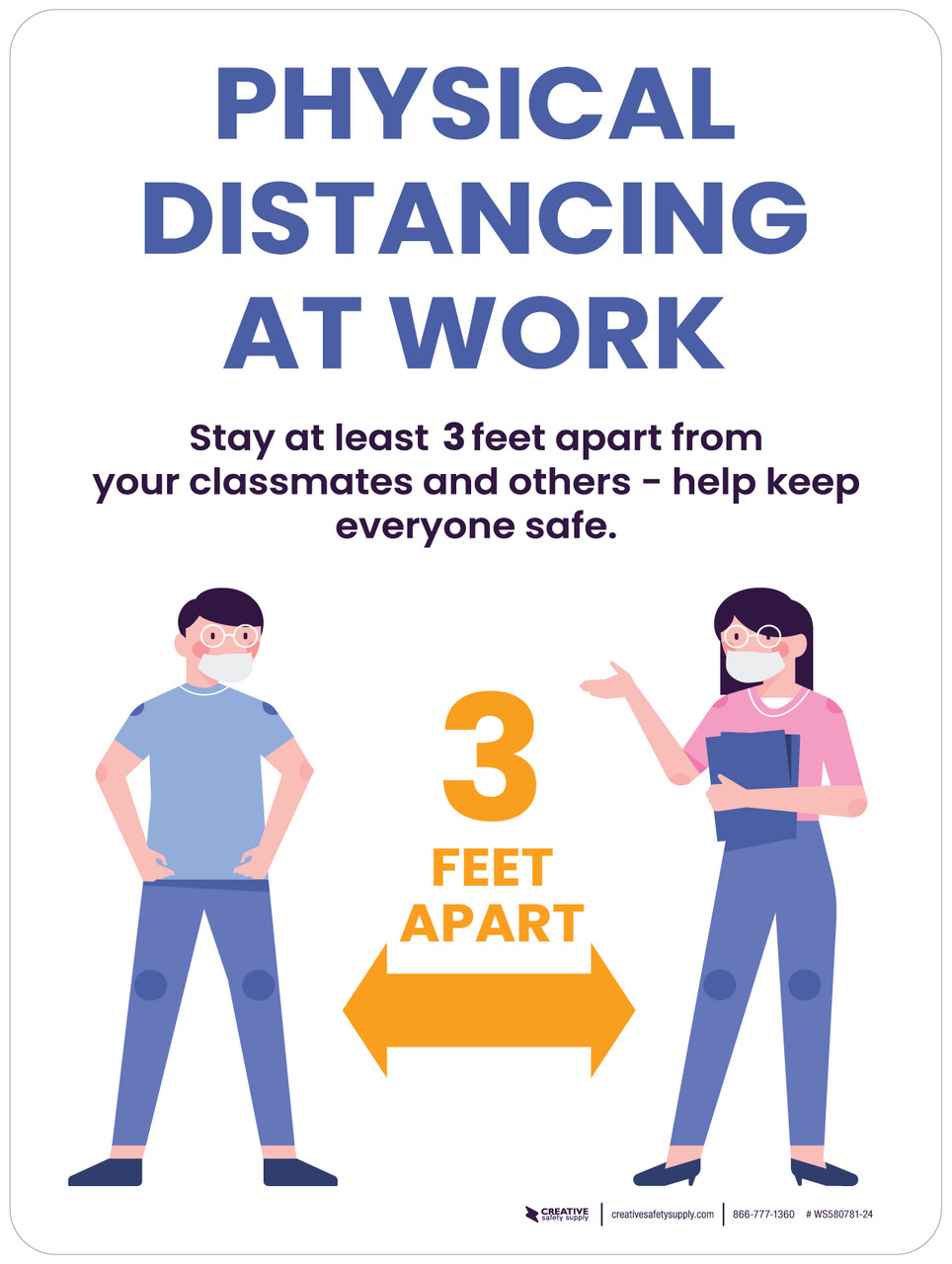 School Safety: Physical Distancing at Work - Stay at Least 3 feet Apart ...