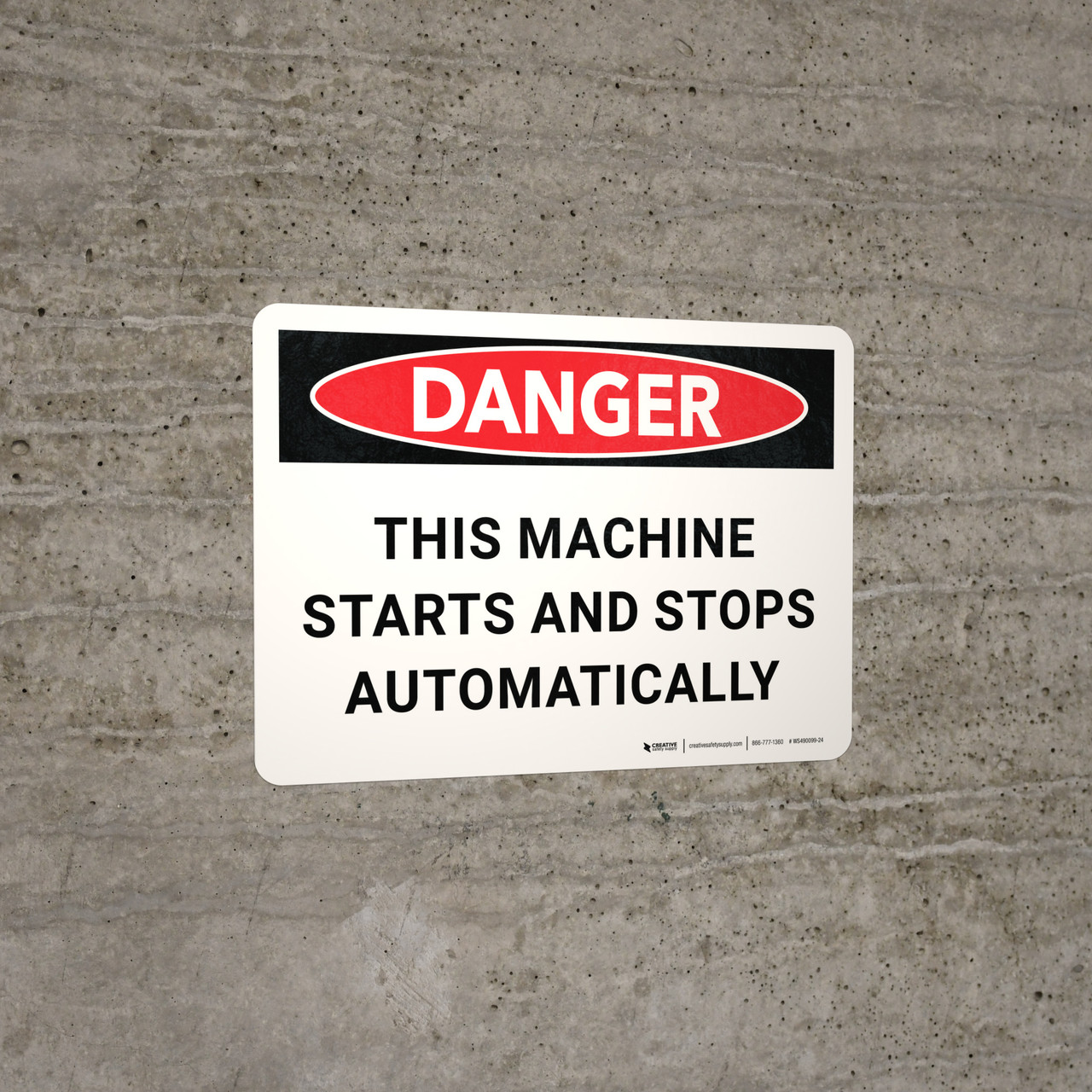 Danger: This Machine Starts and Stops Automatically Landscape - Wall Sign