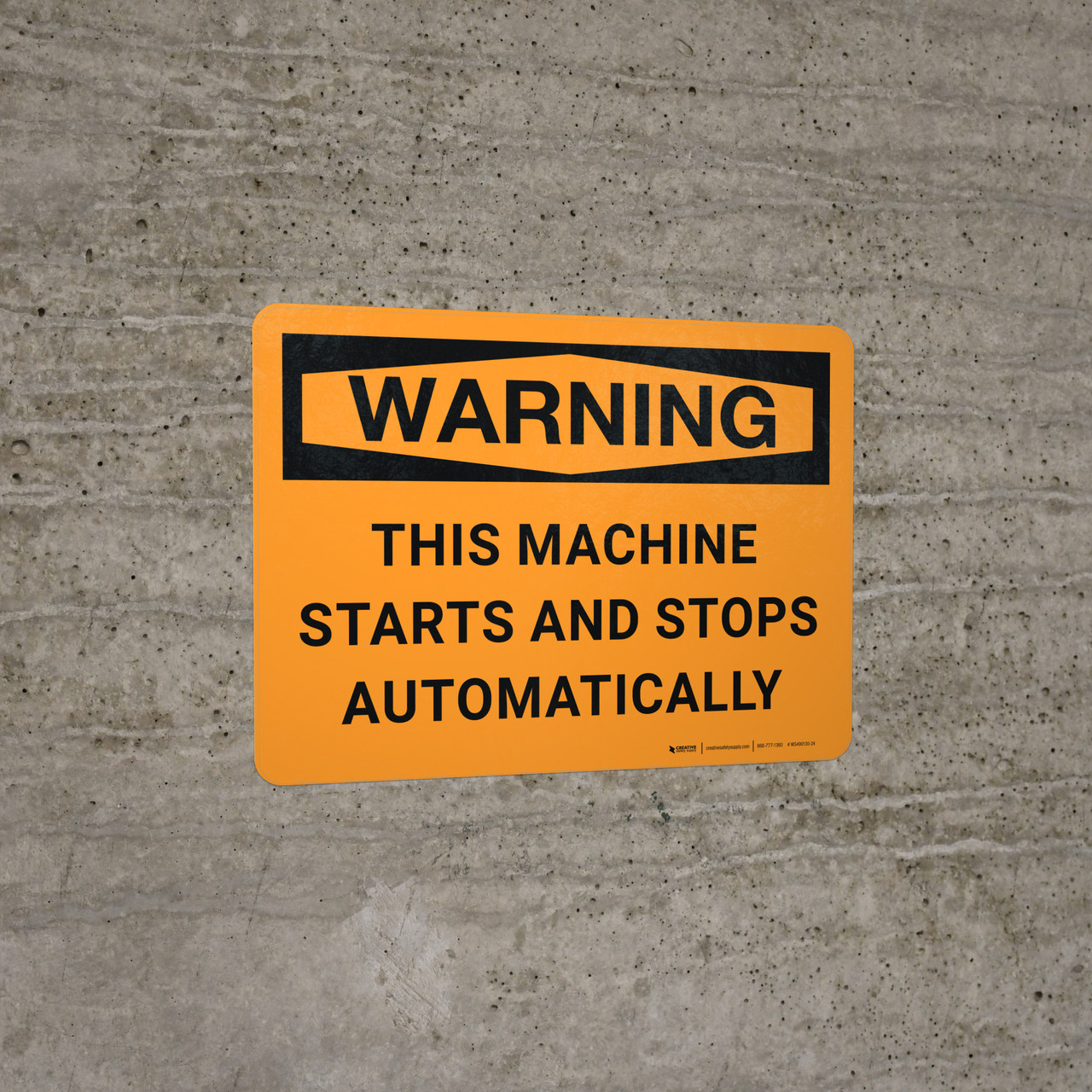 Warning: This Machine Starts and Stops Automatically Landscape - Wall Sign