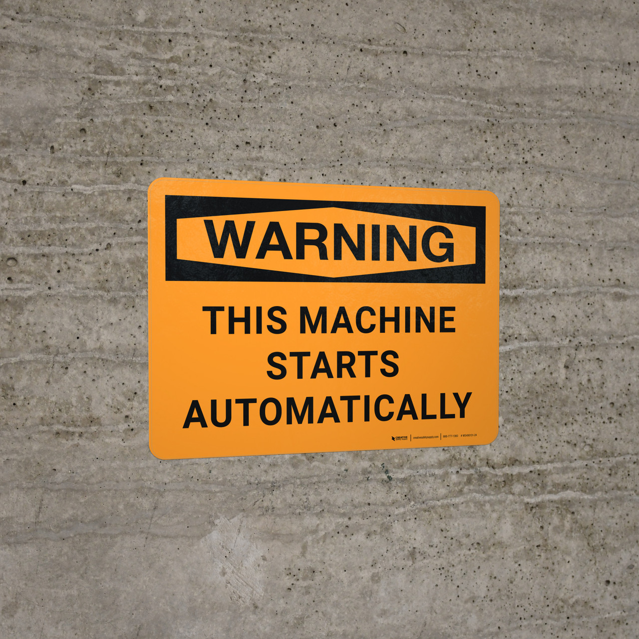 Warning: This Machine Starts Automatically Landscape - Wall Sign