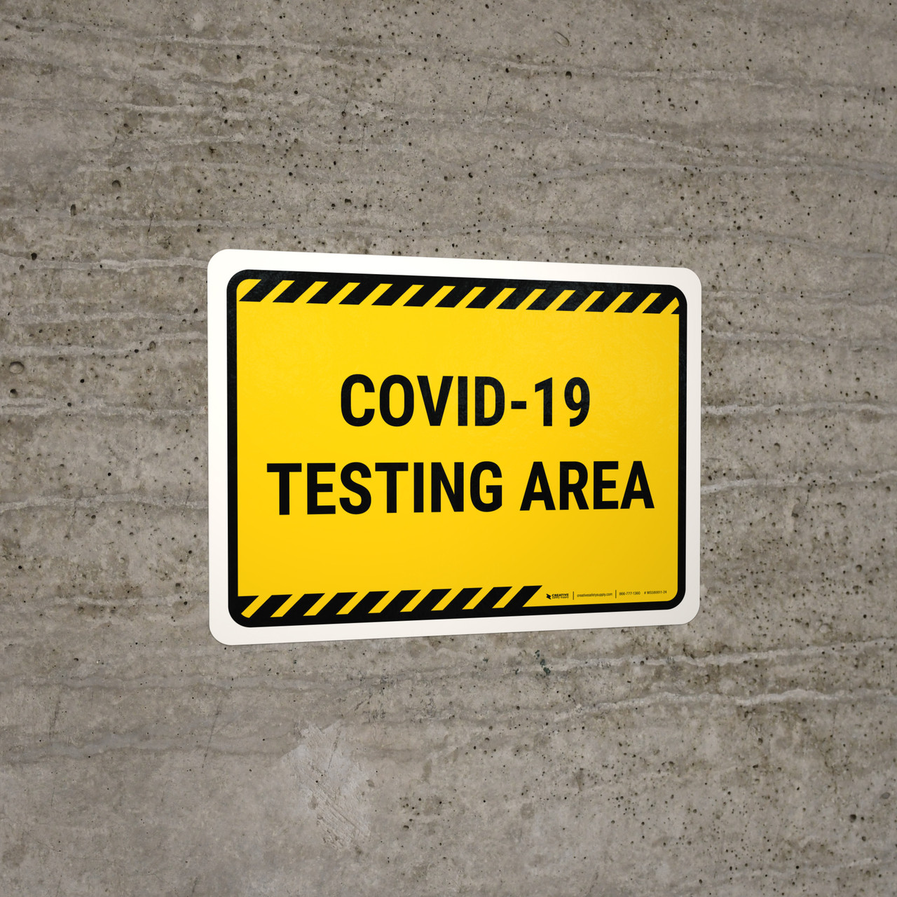 Covid-19 Testing Area Yellow Landscape - Wall Sign